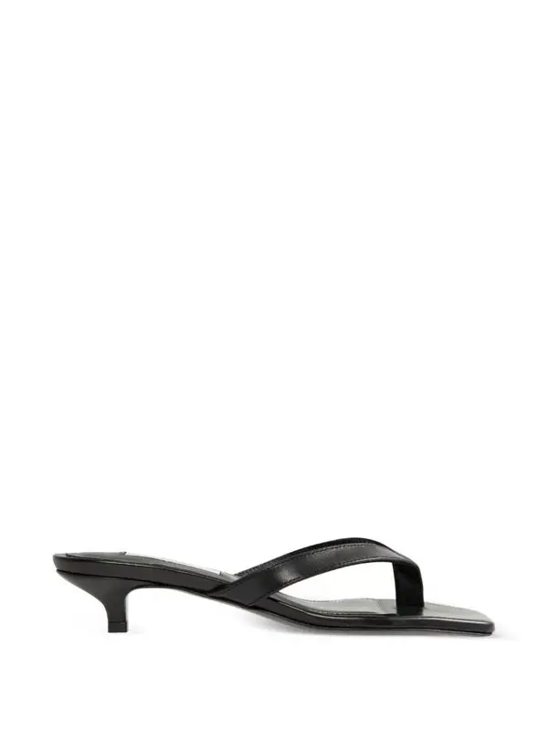 TOTEME Leather Square-toe Sandals - Black