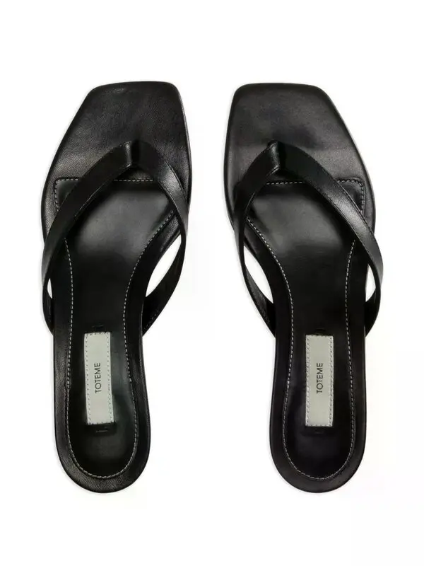 TOTEME Leather Square-toe Sandals - Black