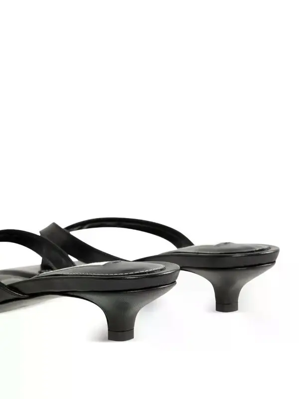 TOTEME Leather Square-toe Sandals - Black