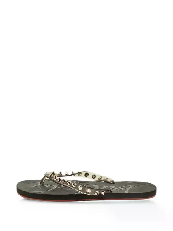 CHRISTIAN LOUBOUTIN Loubi Flip Embellished Flip Flops - Grey