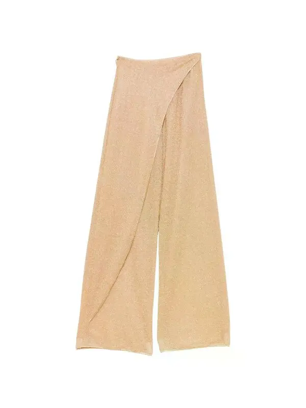 Oseree Lumiere Beads Pareo Wrap-front Trousers - Gold