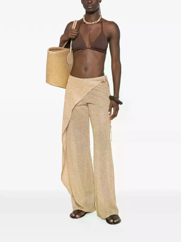 Oseree Lumiere Beads Pareo Wrap-front Trousers
