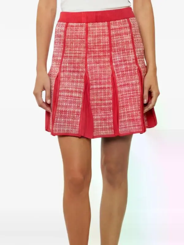 Elisabetta Franchi Lurex Knit Paneled Mini Skirt - Red