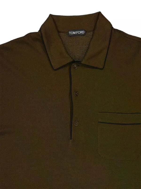 TOM FORD Contrast-piping Long-sleeve Polo Shirt
