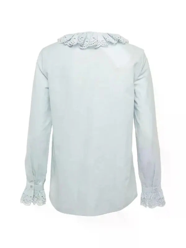 Celine Cotton Embroidered Ruff Collar Blouse