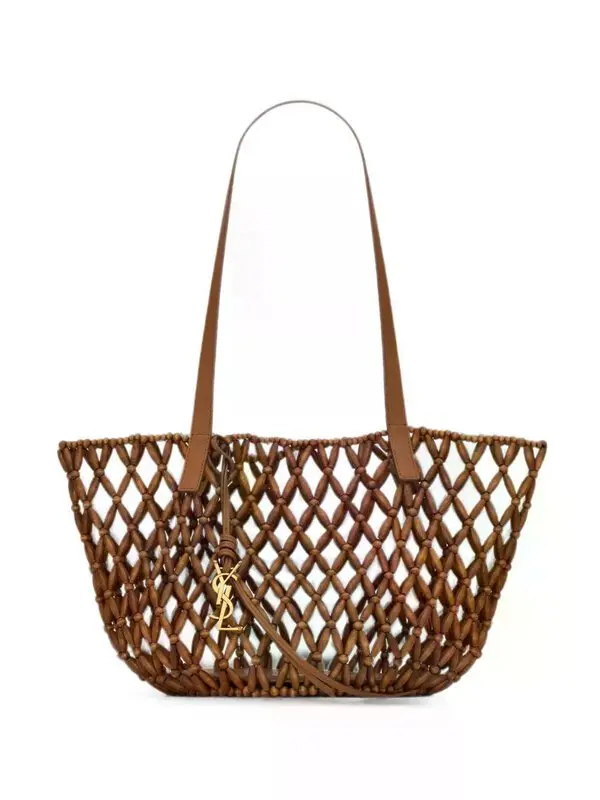 Saint Laurent Small Beaded Cage Leather Tote Bag