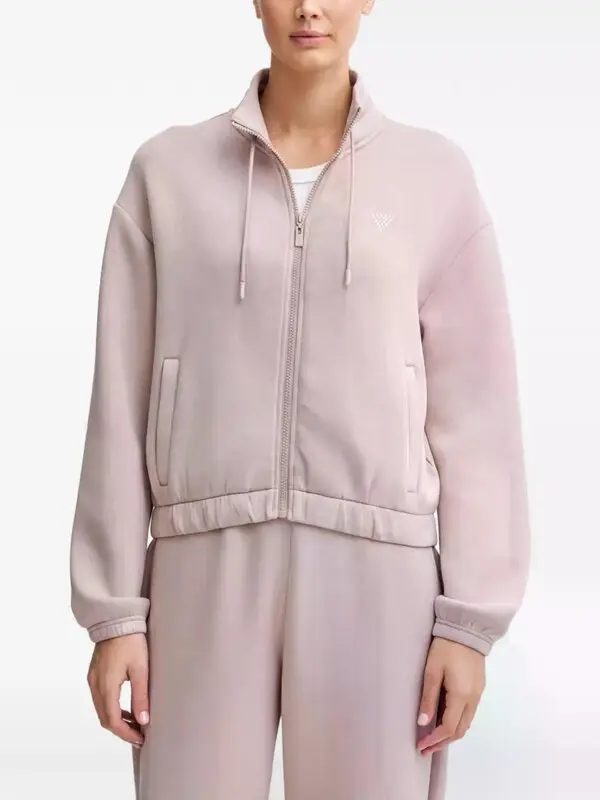 Guess Rhinestone Embellished Zip-up Sweatshirt
