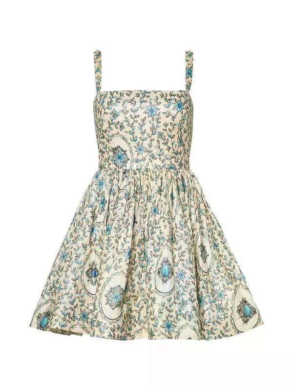 Agua Bendita Sapucai Platero Floral-print Dress - Neutrals