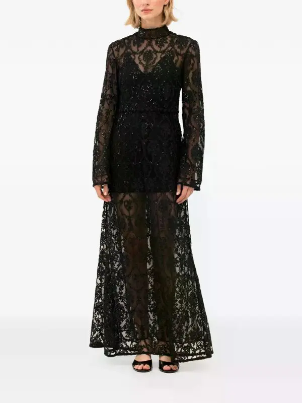 Agua Bendita Sequin Embroidered Maxi Dress