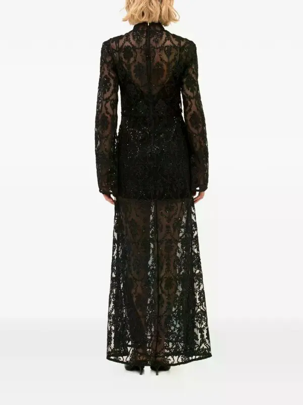 Agua Bendita Sequin Embroidered Maxi Dress