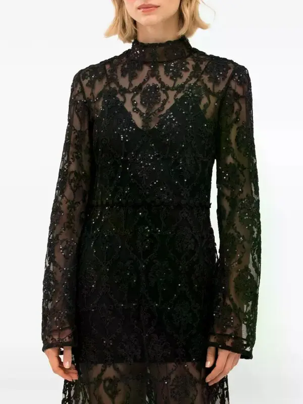 Agua Bendita Sequin Embroidered Maxi Dress