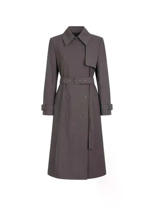 THE SEI Belted Double-breasted Trench Coat - Grey