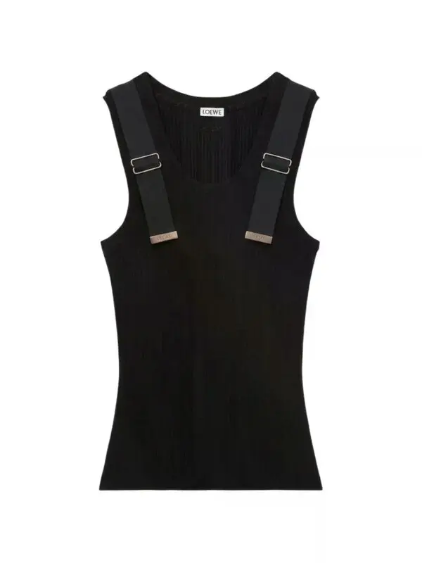 Loewe Ribbed Tank Top With Buckle Detail - Black