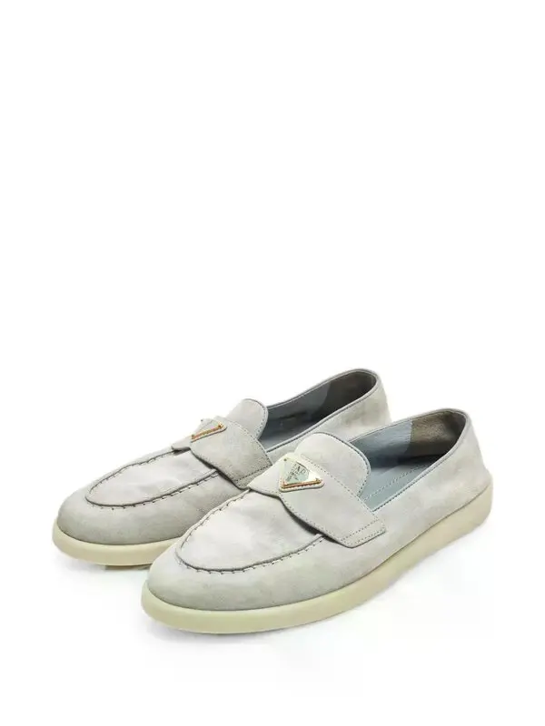 Prada Logo Plaque Suede Loafers