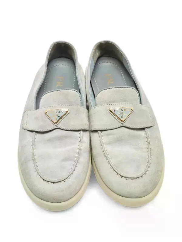 Prada Logo Plaque Suede Loafers