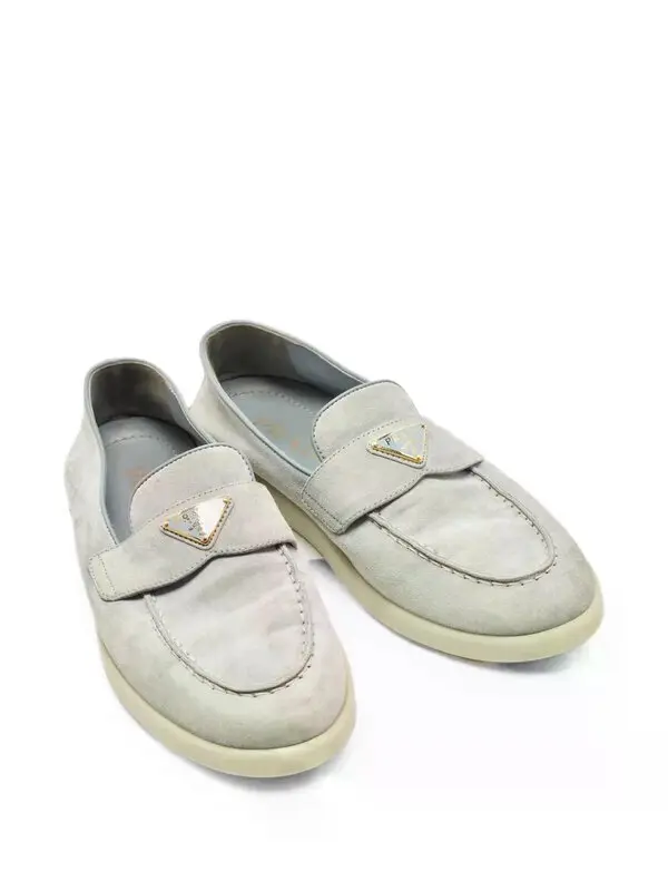Prada Logo Plaque Suede Loafers