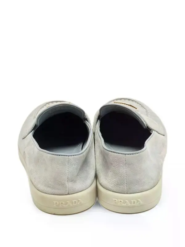 Prada Logo Plaque Suede Loafers