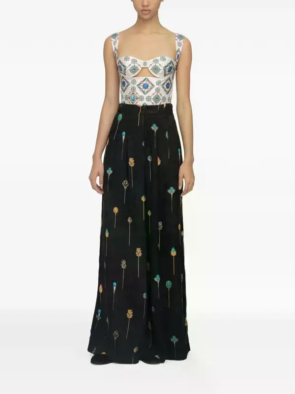 Agua Bendita Ornament Print Palazzo Pants