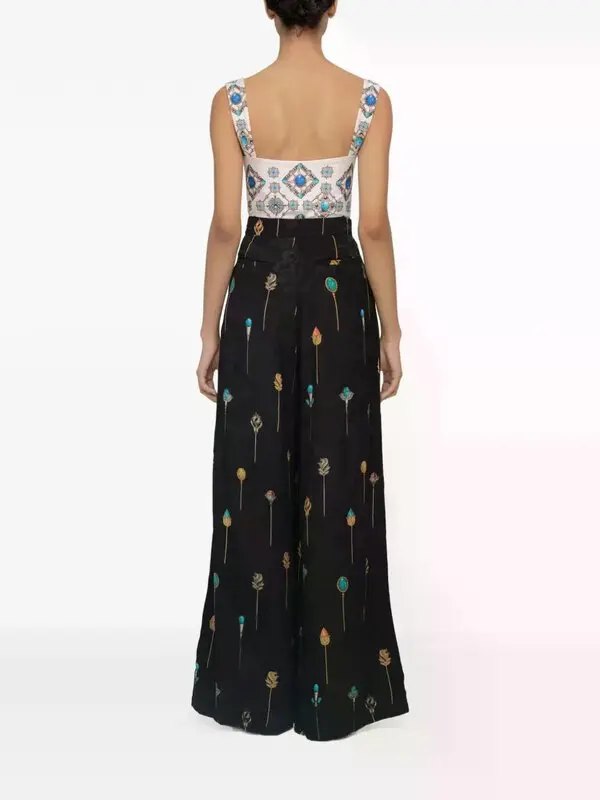 Agua Bendita Ornament Print Palazzo Pants