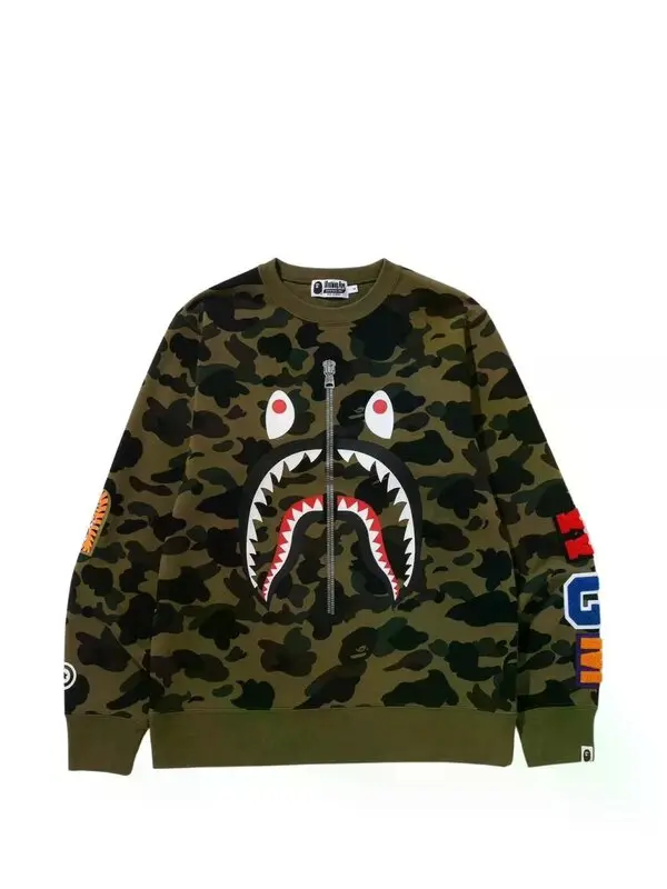 A BATHING APE 1st Camo Shark Sweatshirt - Green