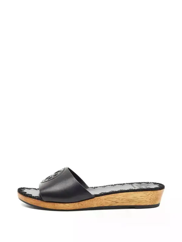 Tory Burch Patty Logo Wedge Sandals - Black