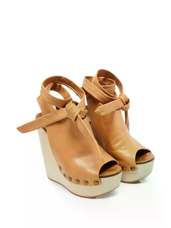 Chloé Tie-fastening Wedge Sandals - Neutrals