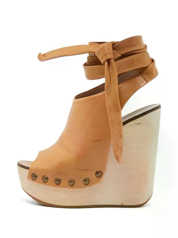 Chloé Tie-fastening Wedge Sandals - Neutrals