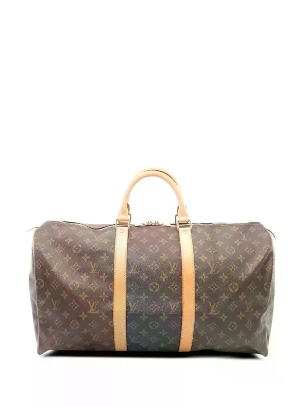 LOUIS VUITTON 2002 Monogram Bandoulière 50 Keepall Holdall Bag - Brown