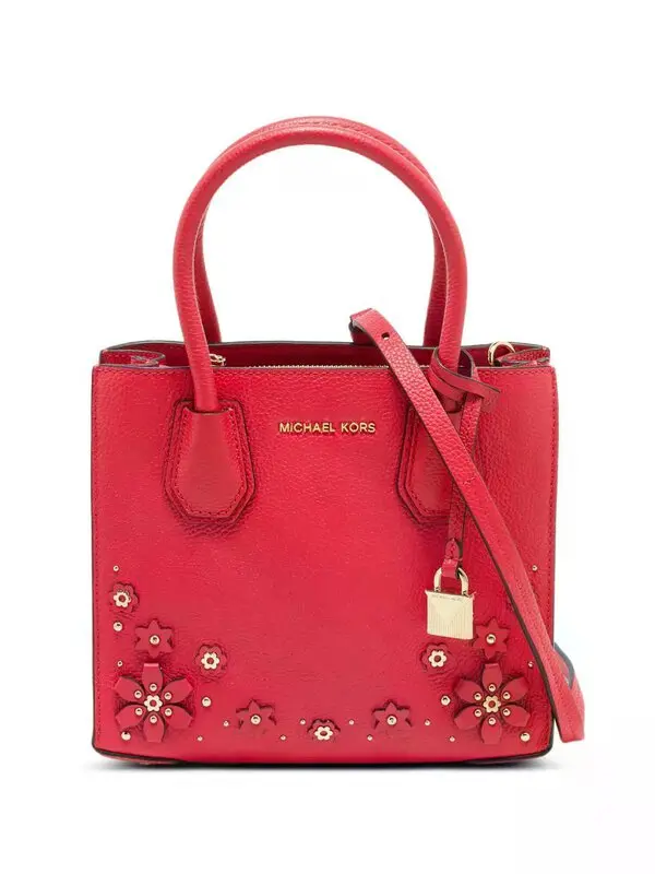 Michael Kors Mercer Floral Embellished Tote Bag - Red