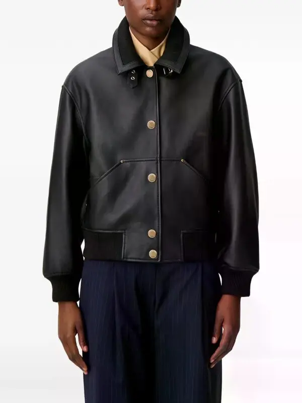 Claudie Pierlot Leather Bomber Jacket
