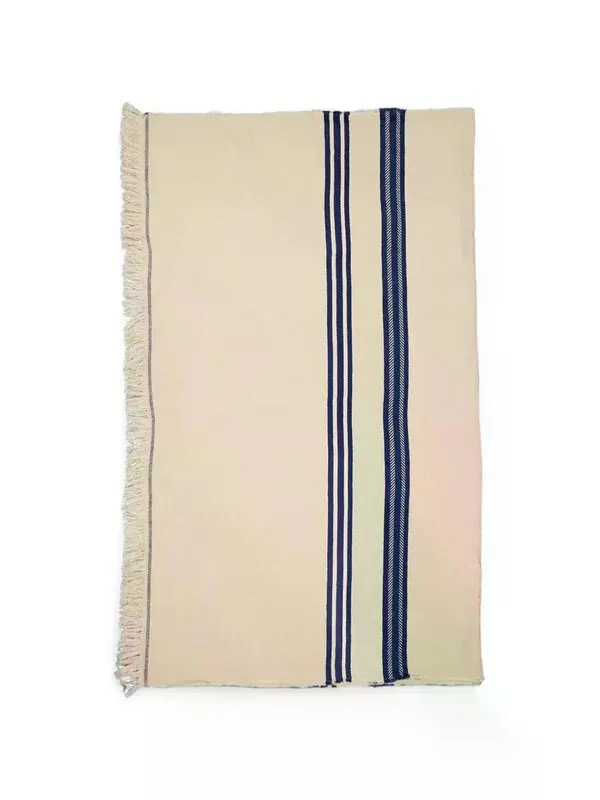 LIBECO Indigo Stripe Linen Tablecloth - White
