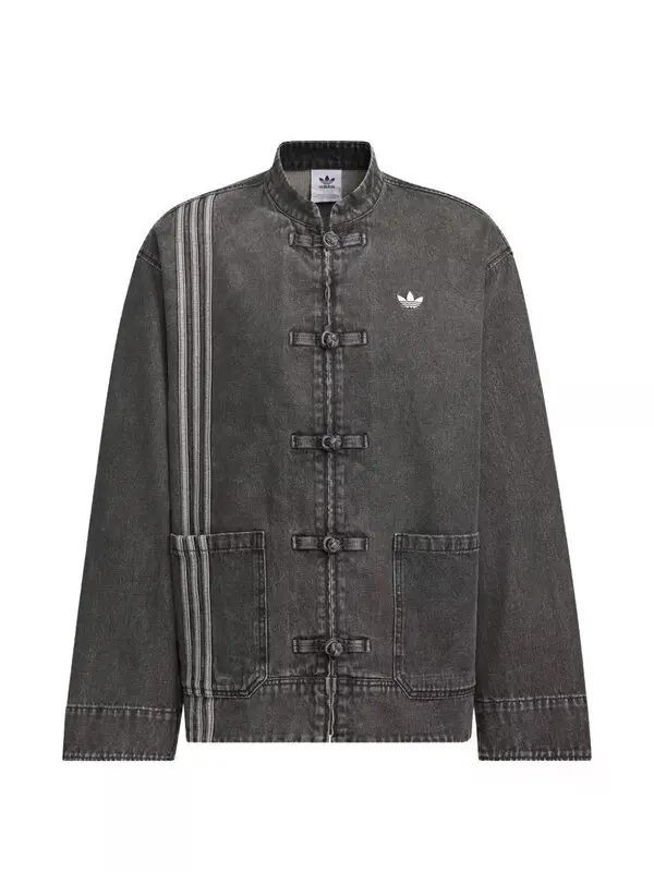 Adidas Frog-fastening Denim Jacket - Grey