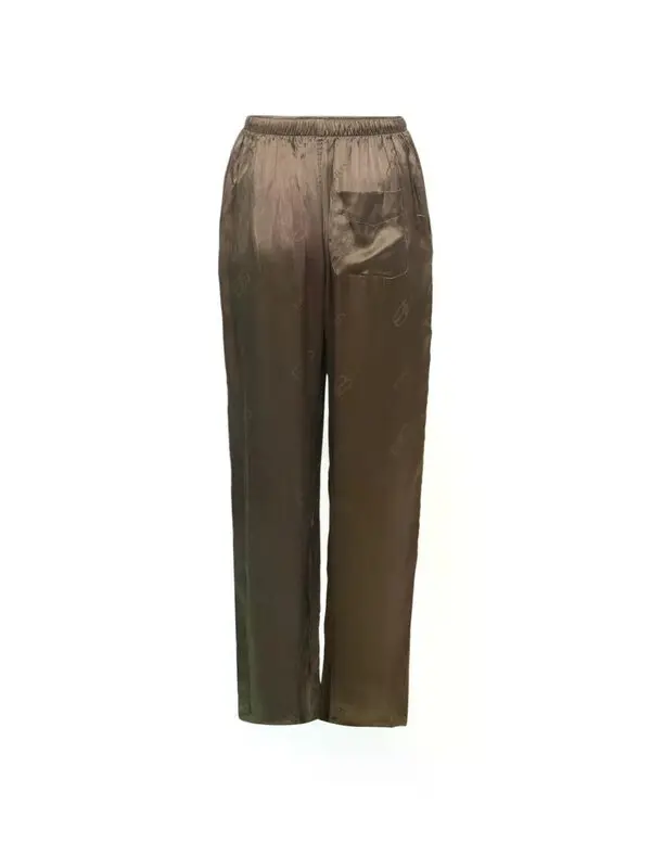 Balenciaga Bb Paris Print Satin Trousers