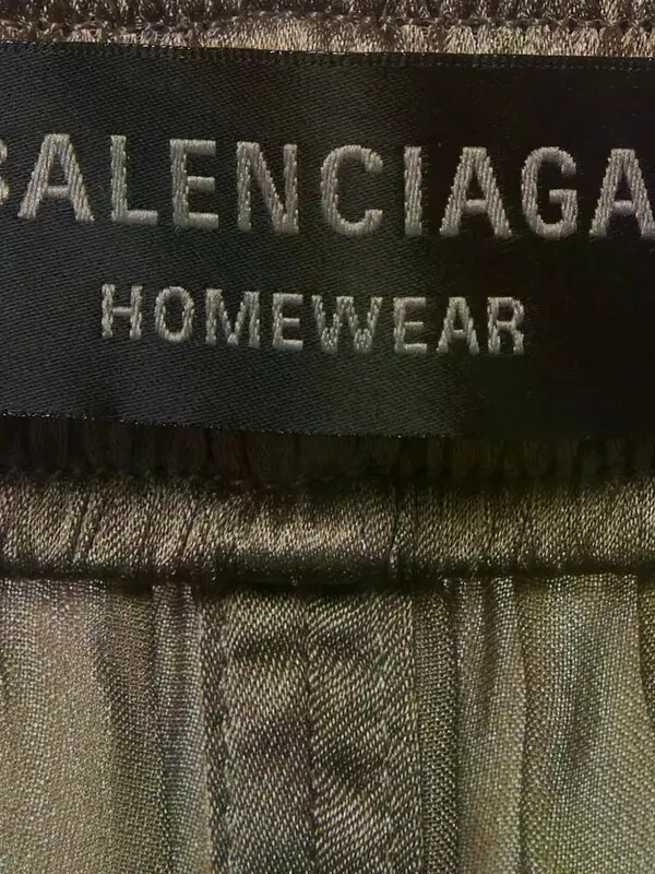 Balenciaga Bb Paris Print Satin Trousers