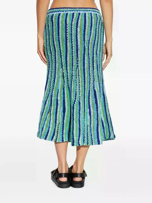 Tory Burch Crochet Knit Striped Midi Skirt