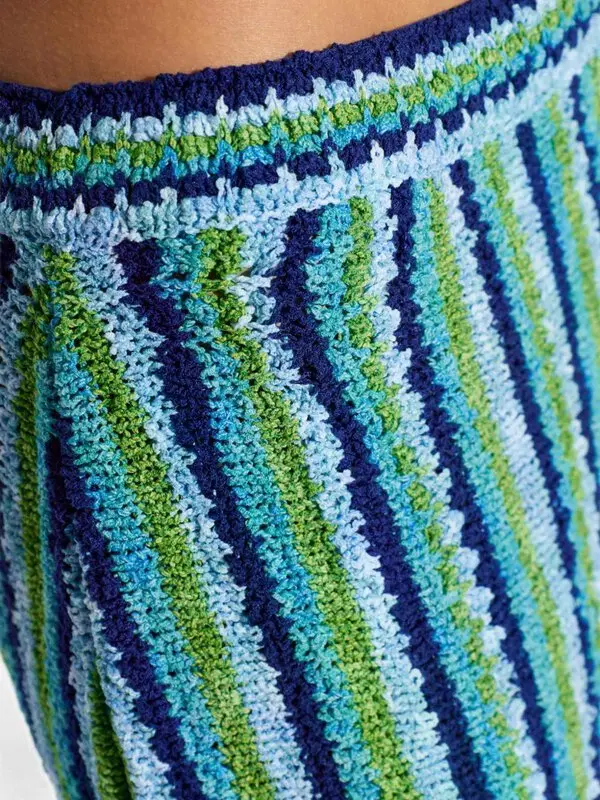 Tory Burch Crochet Knit Striped Midi Skirt