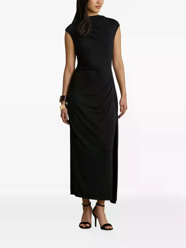 Ralph Lauren Pleated Boatneck Maxi Dress