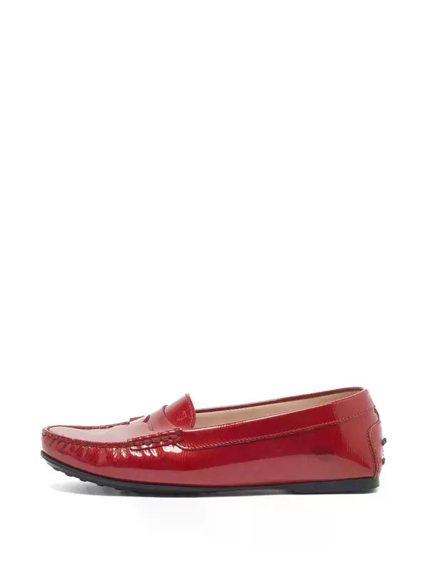 TOD'S Patent Leather Penny Loafers - Red