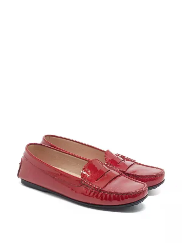 TOD'S Patent Leather Penny Loafers - Red
