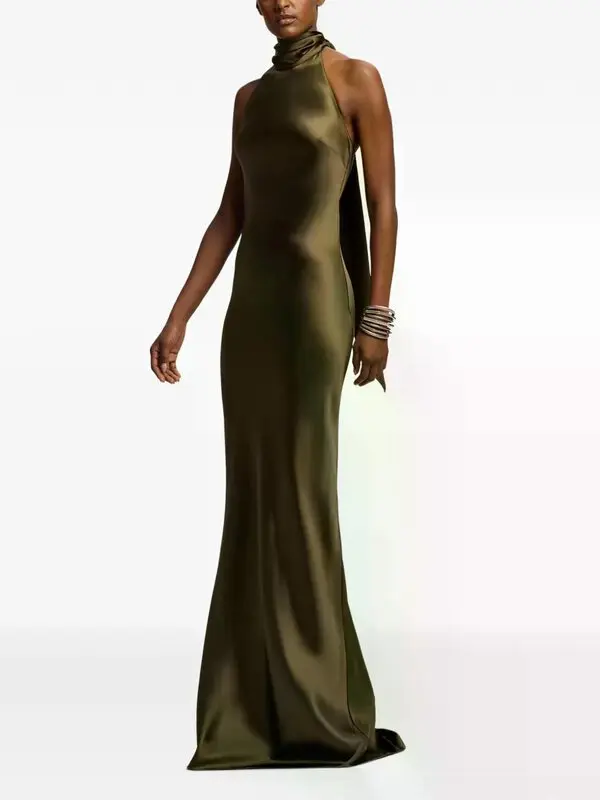 Ralph Lauren Satin Halterneck Maxi Dress - Green