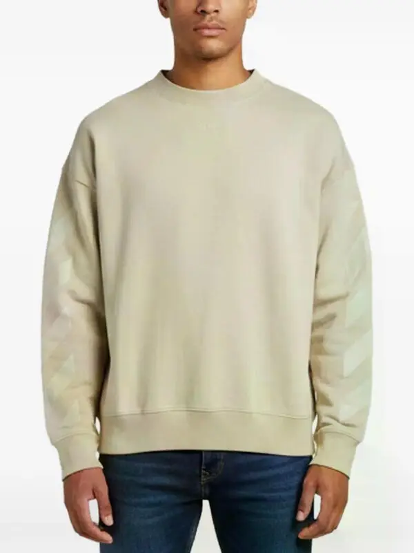 Off-White Cotton Crew Neck Sweatshirt - Neutrals