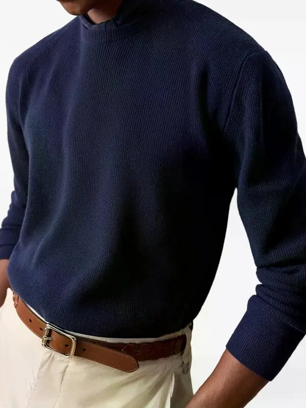 Ralph Lauren Purple Label Ribbed Cashmere Crewneck Sweater