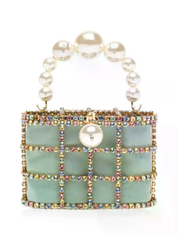 Rosantica Crystal Embellished Cage Tote Bag - Blue