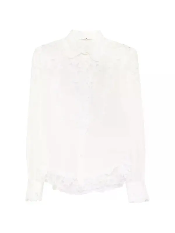 Ermanno Scervino Silk Lace Embellished Shirt - White