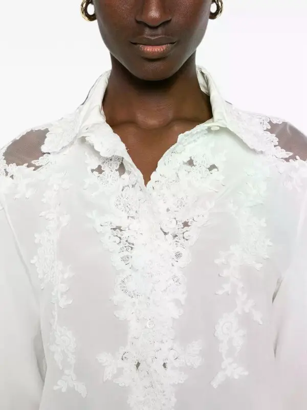 Ermanno Scervino Silk Lace Embellished Shirt
