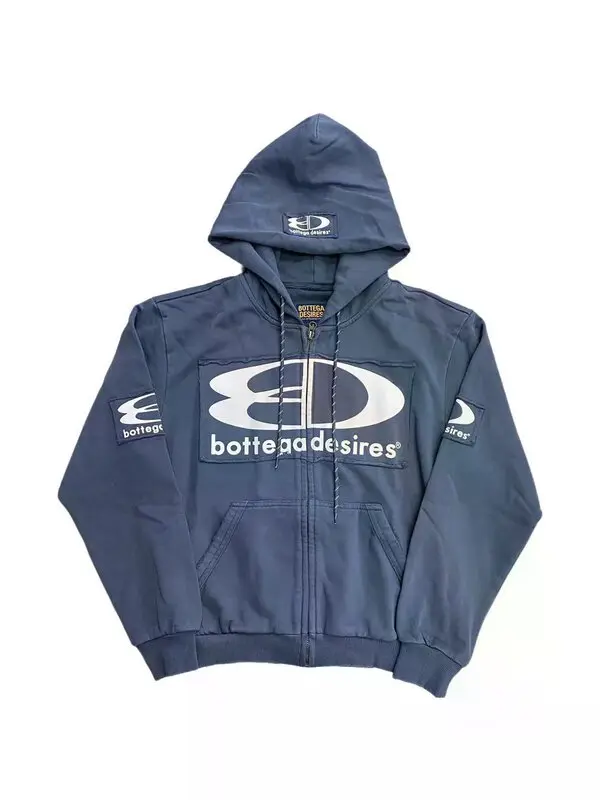 BOTTEGA DESIRES Logo-patch Full-zip Hoodie