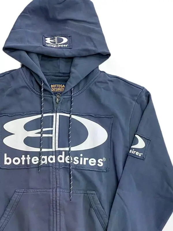 BOTTEGA DESIRES Full-zip Hoodie With Logo Patch