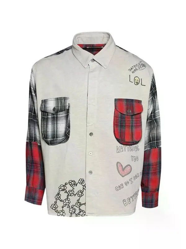 SATOSHI NAKAMOTO Flannel Patchwork Shirt - Neutrals