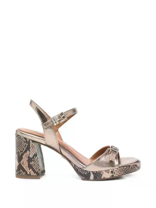 TAMARIS Snakeskin-effect Buckle-detail Sandals - Gold