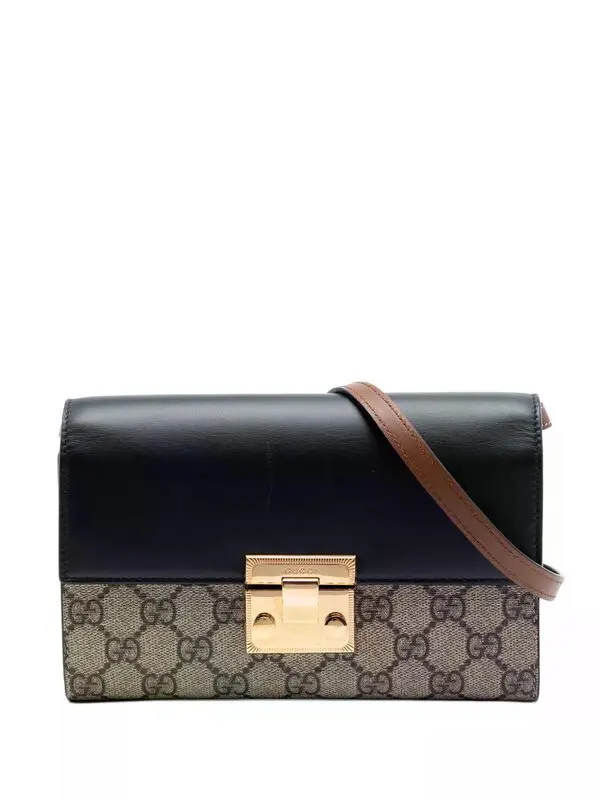 Gucci Gg Supreme Padlock Wallet On Strap Crossbody Bag - Neutrals